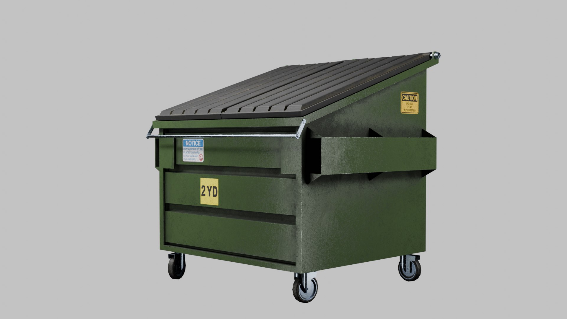 3D Green Dumpster 2yard New-Dirty Model - TurboSquid 2159503