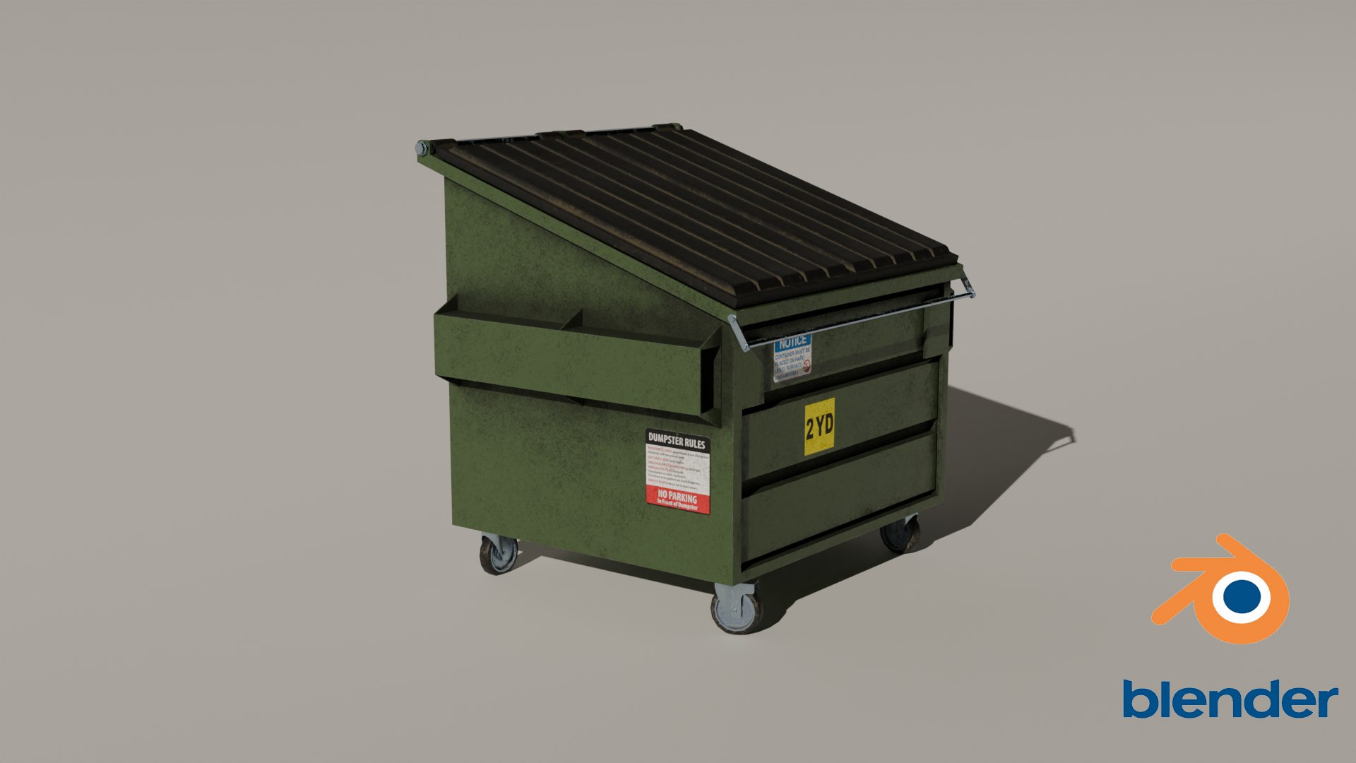 3D Green Dumpster 2yard New-Dirty model - TurboSquid 2159503