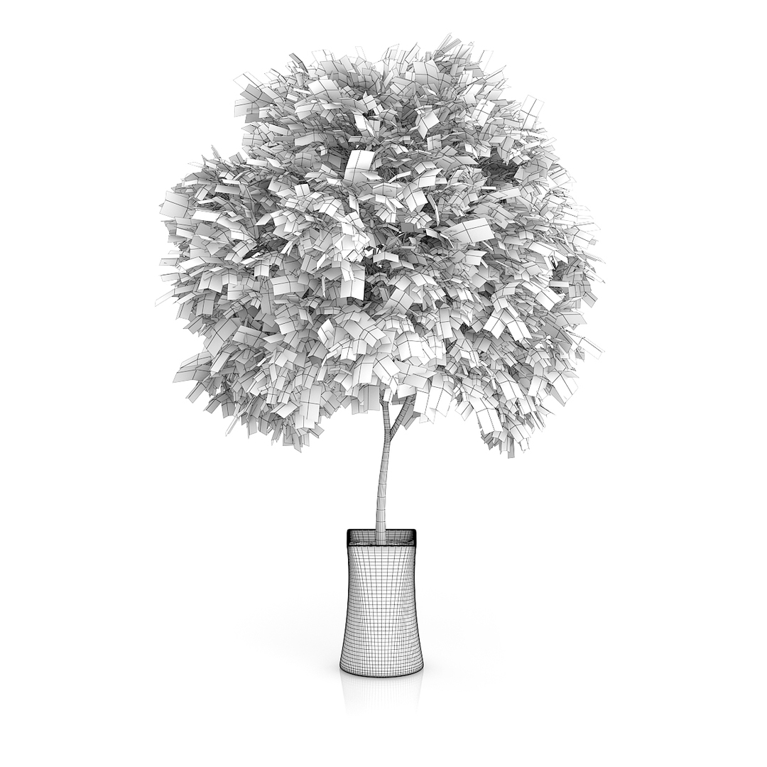 small tree white pot c4d