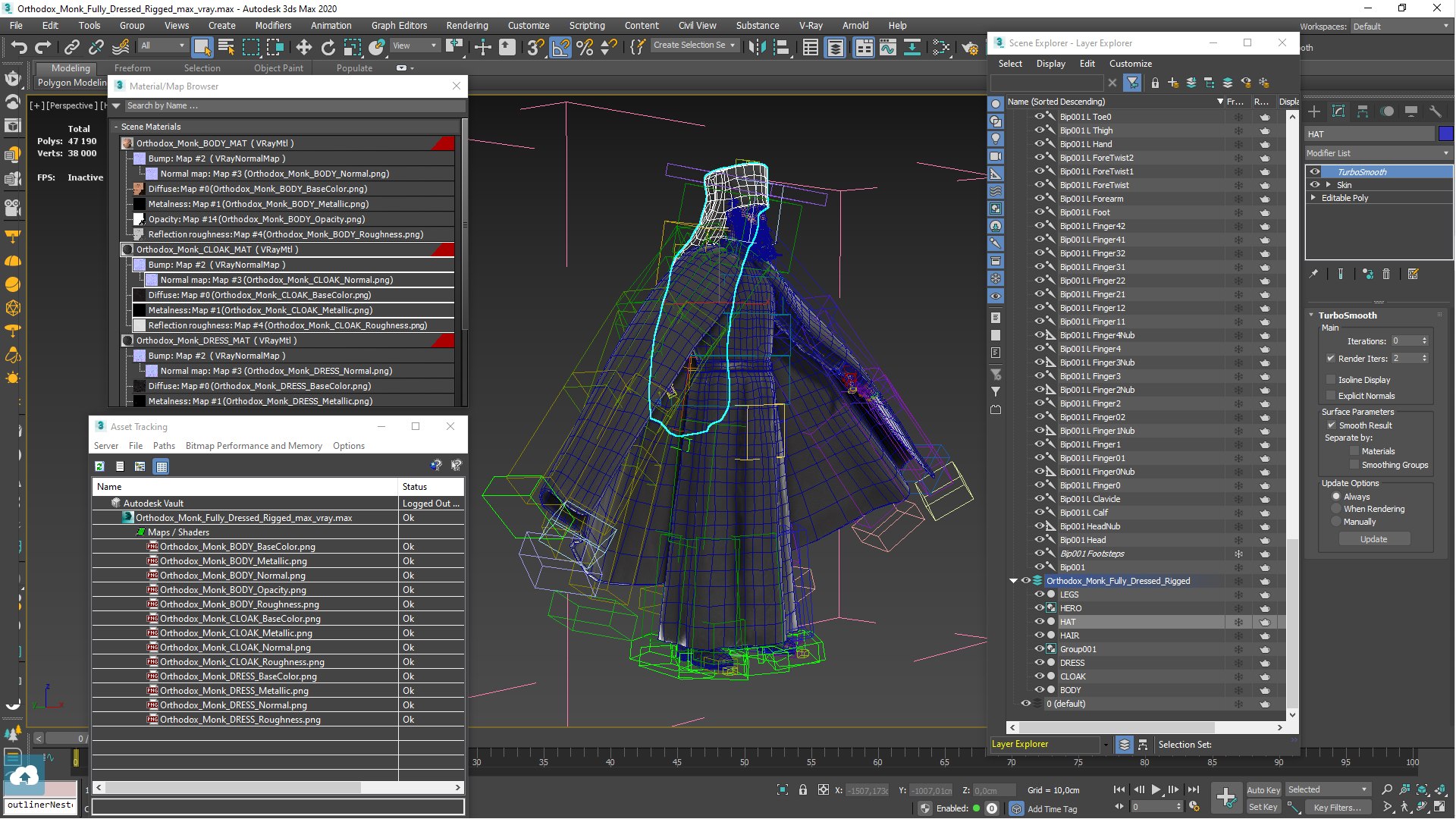 Orthodox Monk Fully Dressed Rigged 3D Model - TurboSquid 2318989