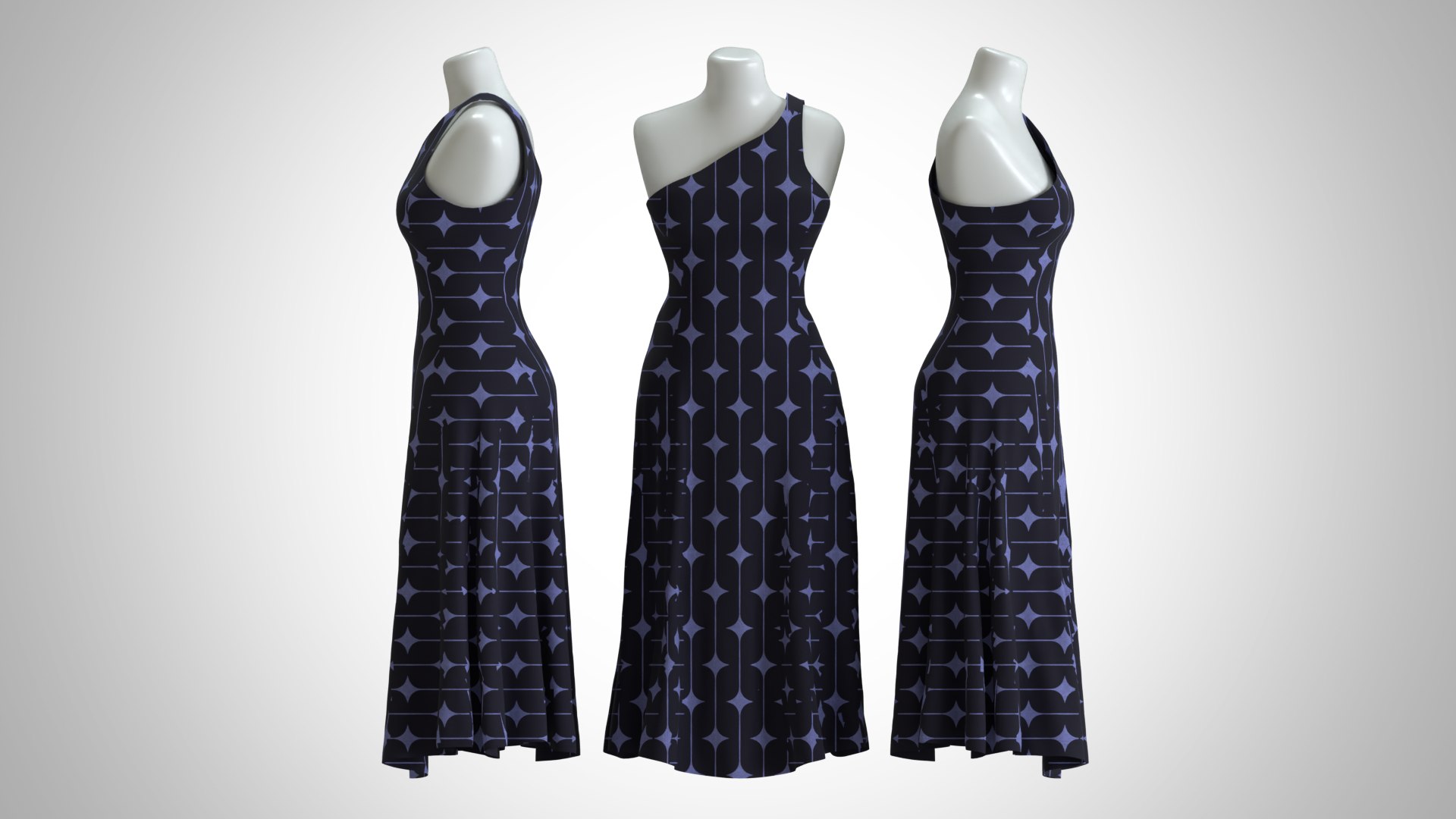 3D Model Woman Dress 2 Grape Star Drapery - TurboSquid 2310996