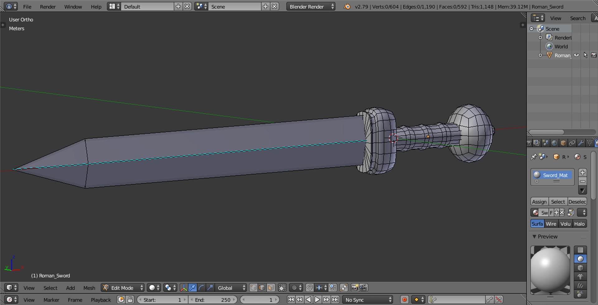 free roman sword 3d model