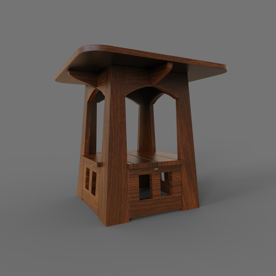 Table pagoda style Charles Limbert 1905 model - TurboSquid 2087489