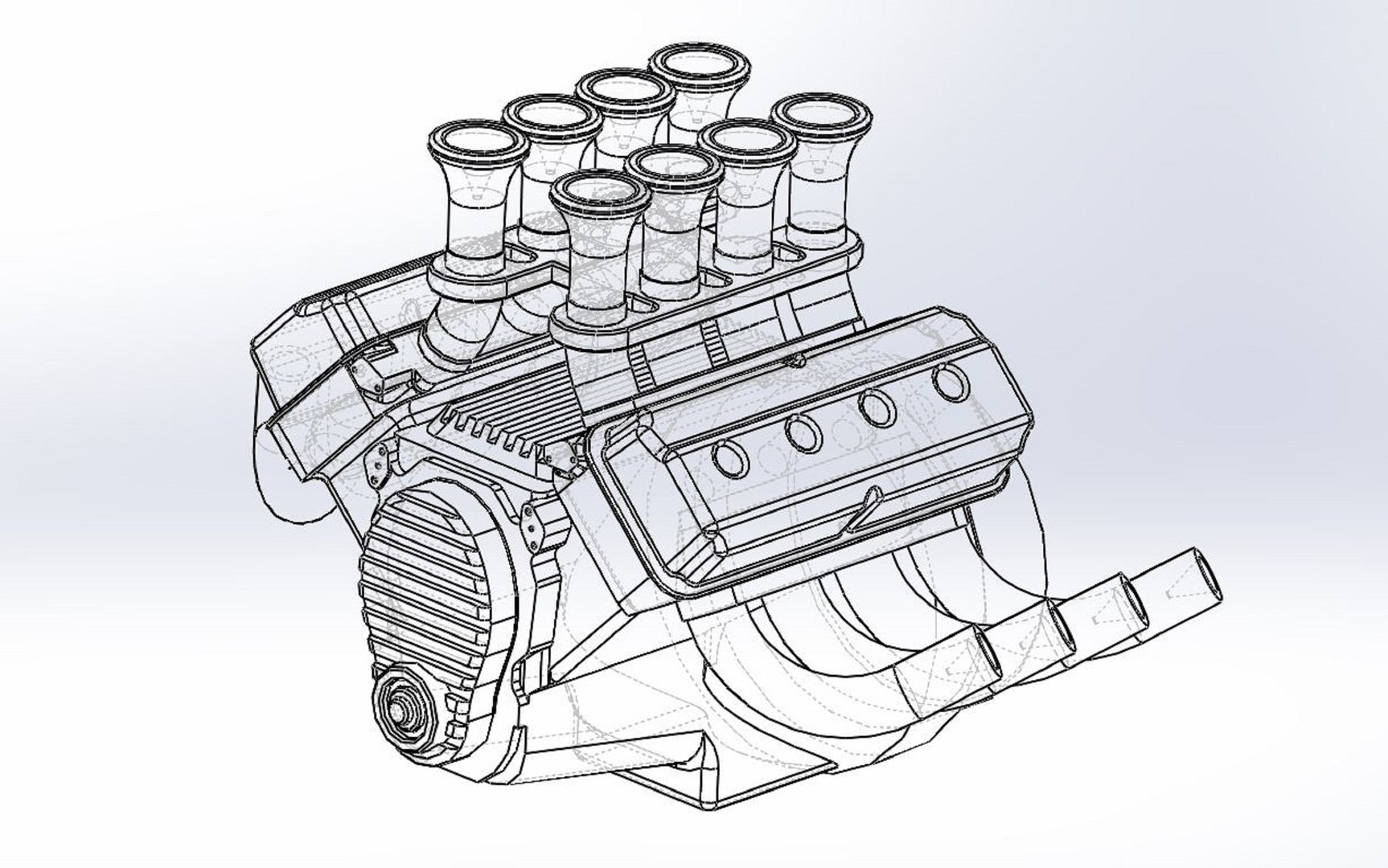 3D Diecast Engine V8 For Vintage Dragster Scale 1 To 25 Model ...