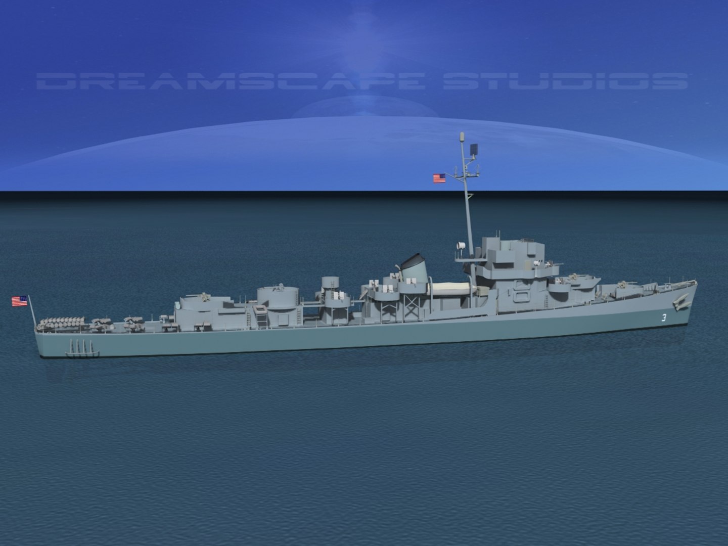 3d depth 3 evarts class destroyer model