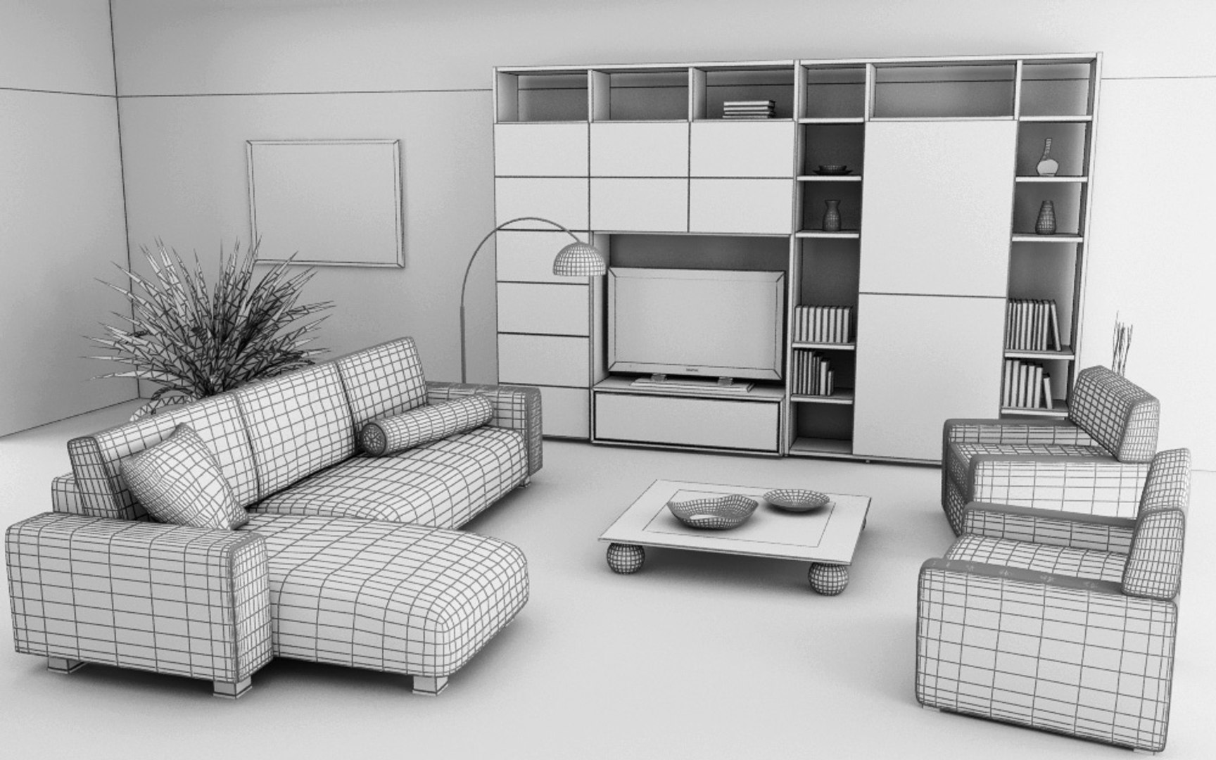 3d model of living room set 04