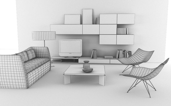 3d model of living room set 04