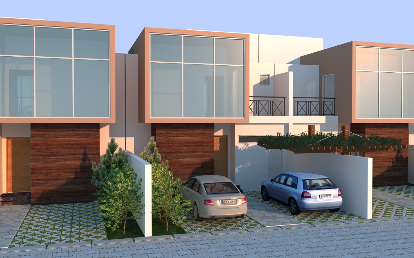 3d row housing model