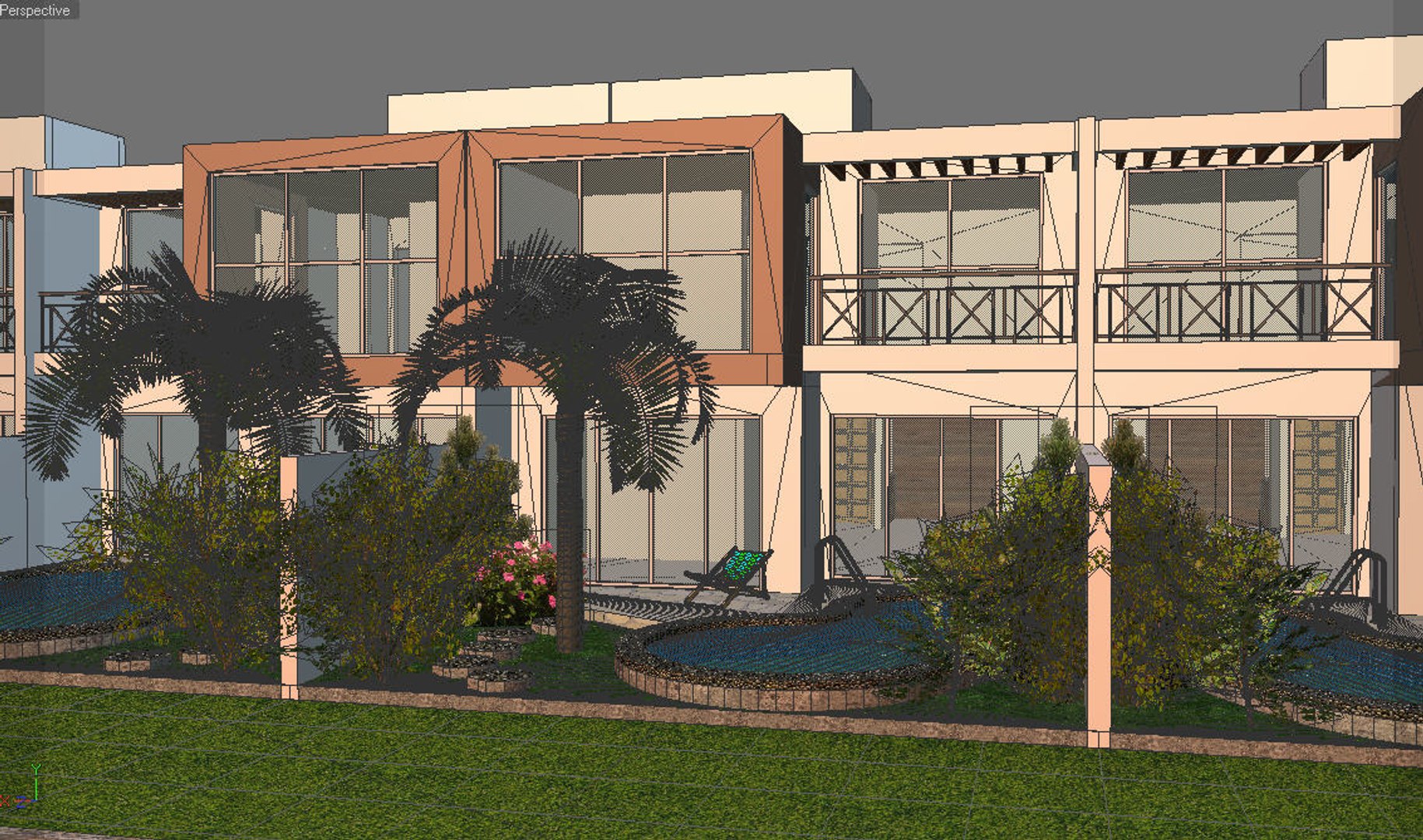 3d row housing model