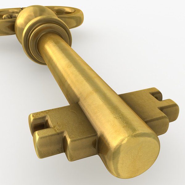 realistic vintage key gold silver max