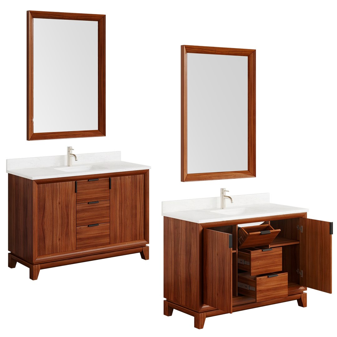 3D Talyn 48 Mahogany Vanity Cabinet - TurboSquid 2187613