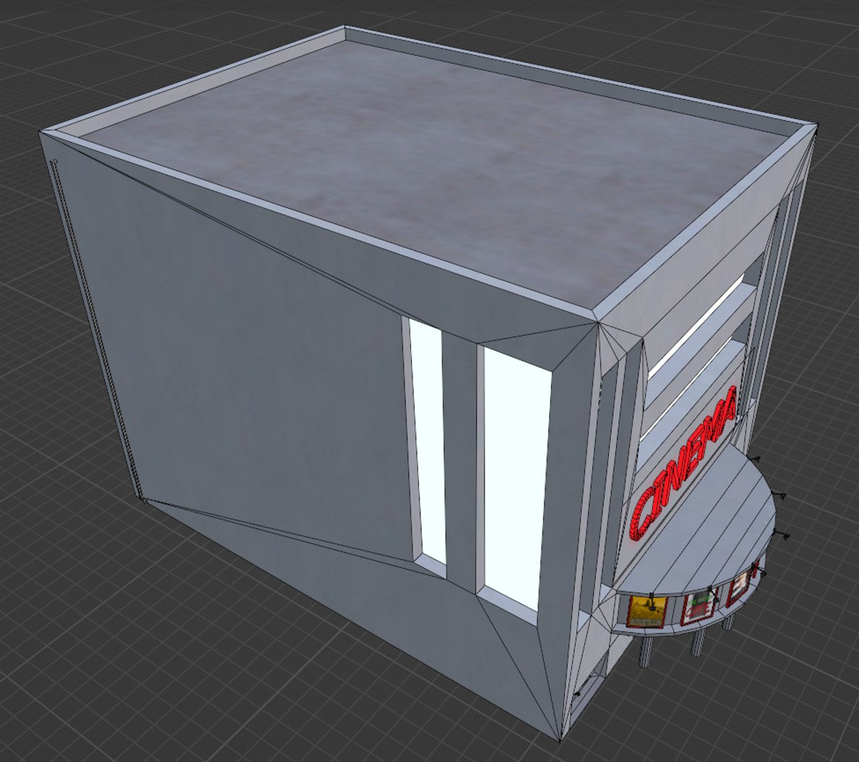 3d Theater Building Movie Model