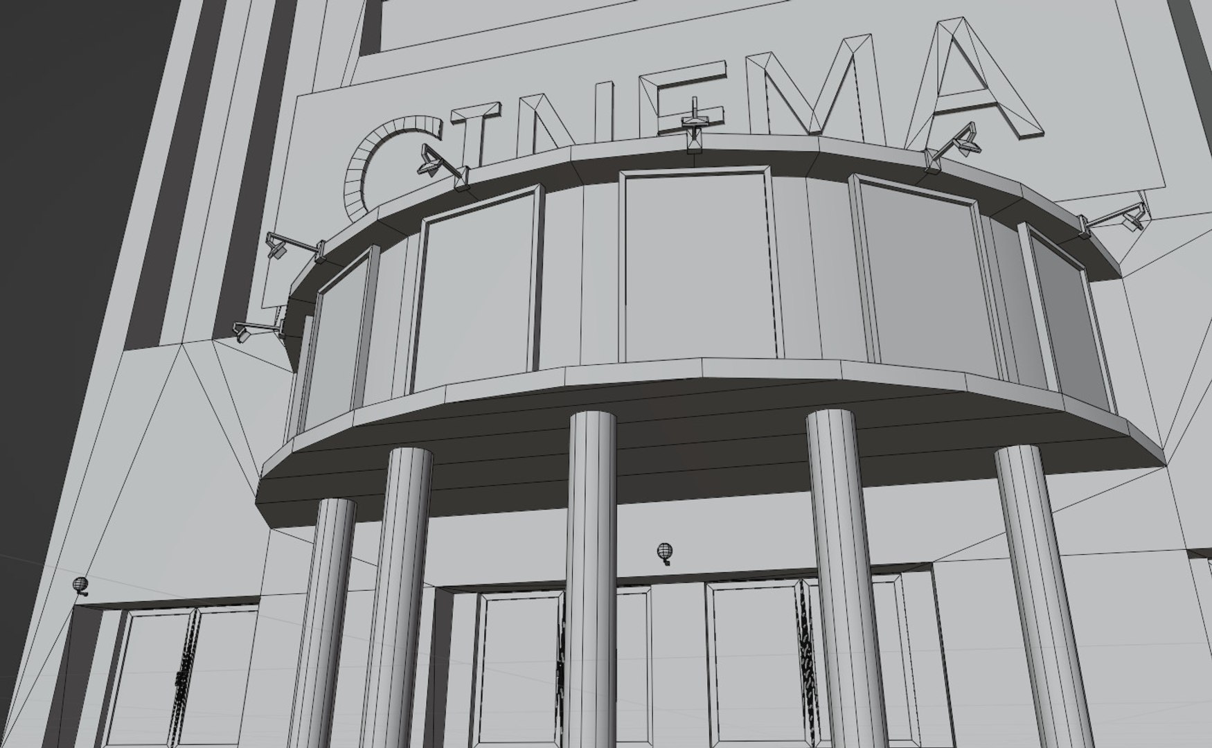 3d Theater Building Movie Model