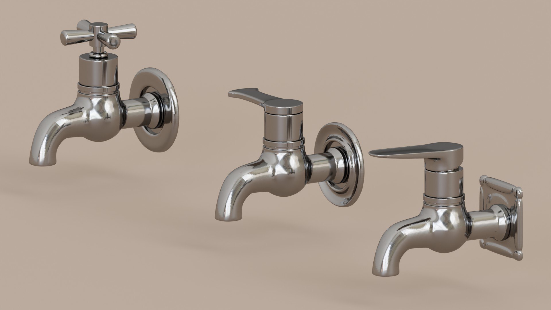 3D Model Modern Bathroom Steel Tap Collection - TurboSquid 2077809