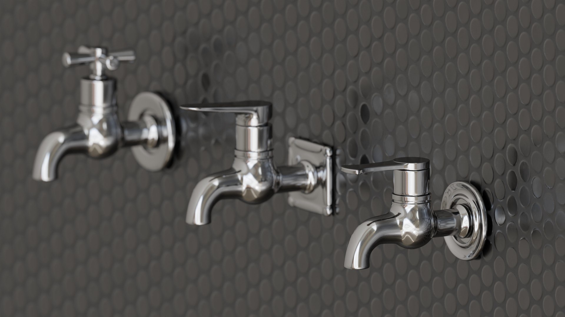 3D Model Modern Bathroom Steel Tap Collection - TurboSquid 2077809