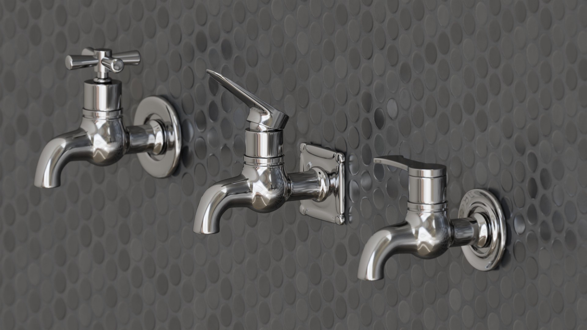 3D Model Modern Bathroom Steel Tap Collection - TurboSquid 2077809
