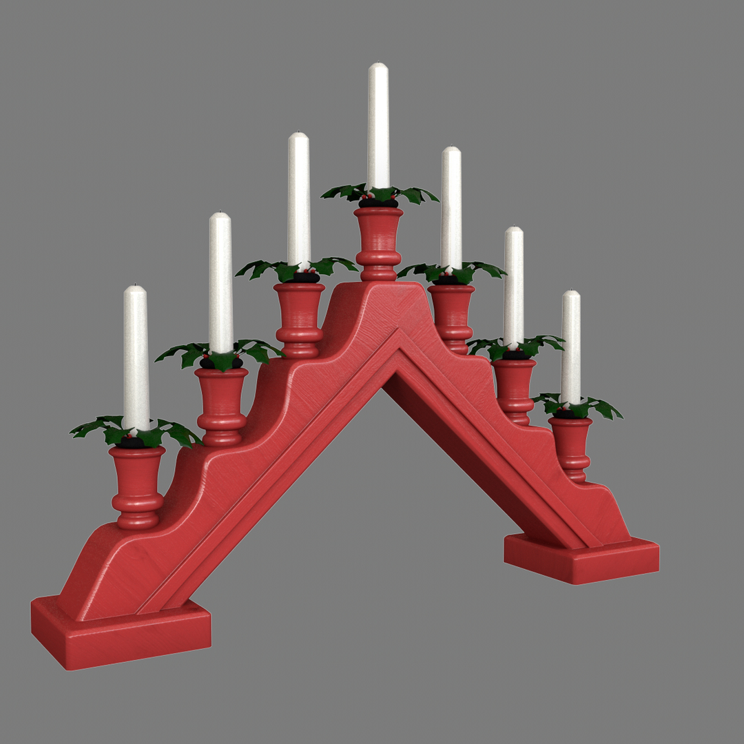 Nordic Candle Holder Flames 3d Obj