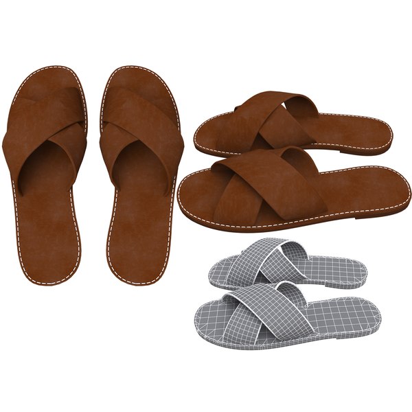 3D leather slippers model - TurboSquid 1617746
