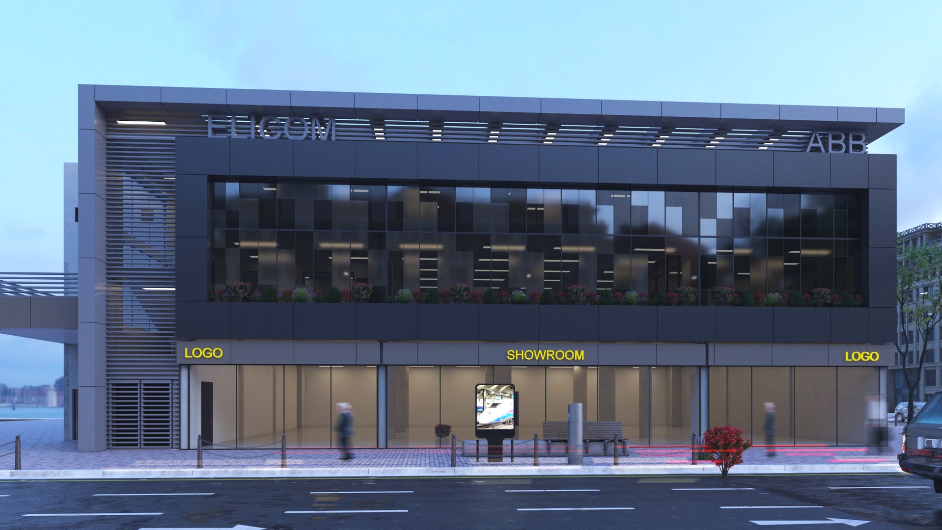 Commercial Building 3D Exterior Scene 3D Model - TurboSquid 2164919