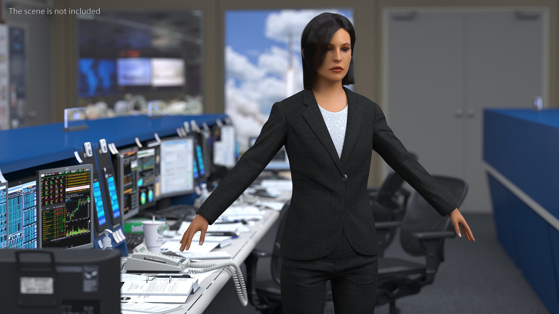 3D Professional Businesswoman A-Pose Fur - TurboSquid 2219490
