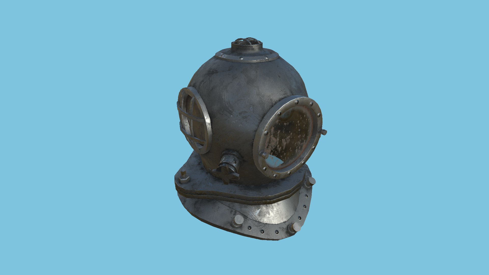 3D Diving Helmet 06 - Rust Iron - Character Design Fashion Model ...