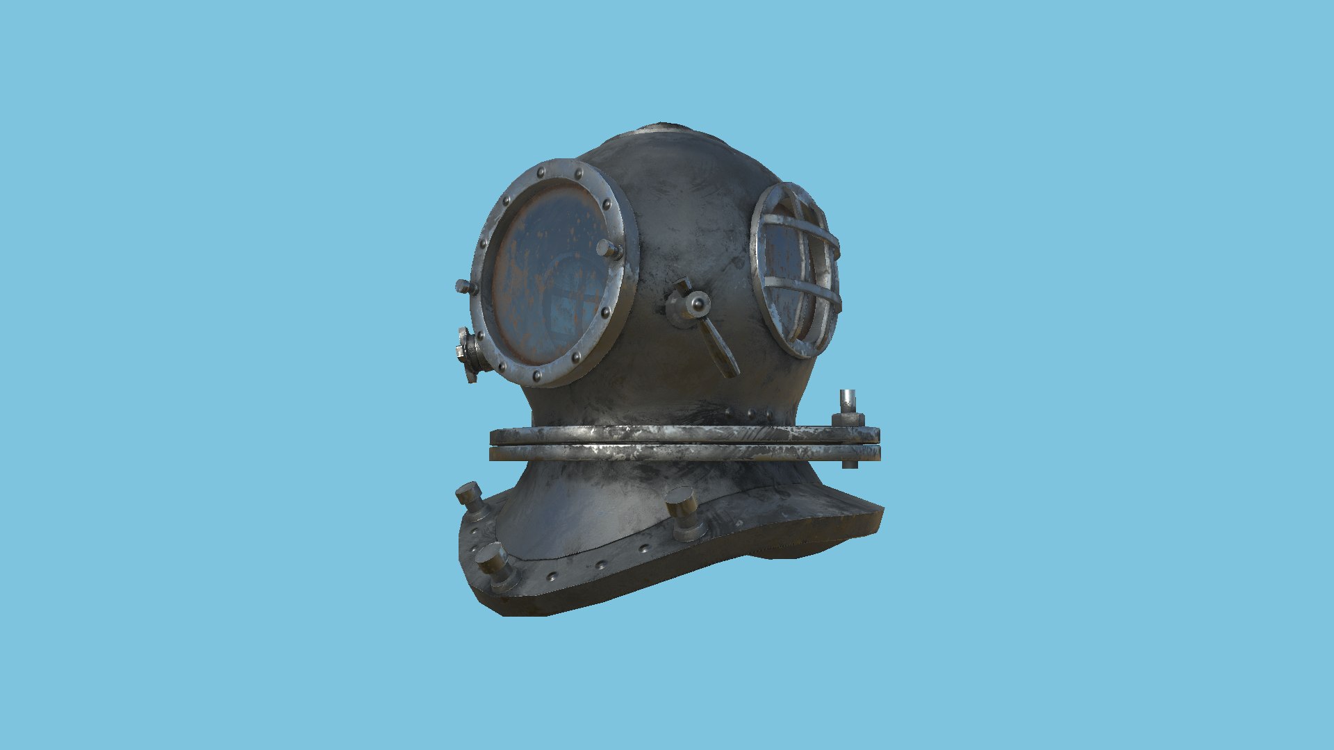 3D Diving Helmet 06 - Rust Iron - Character Design Fashion Model ...