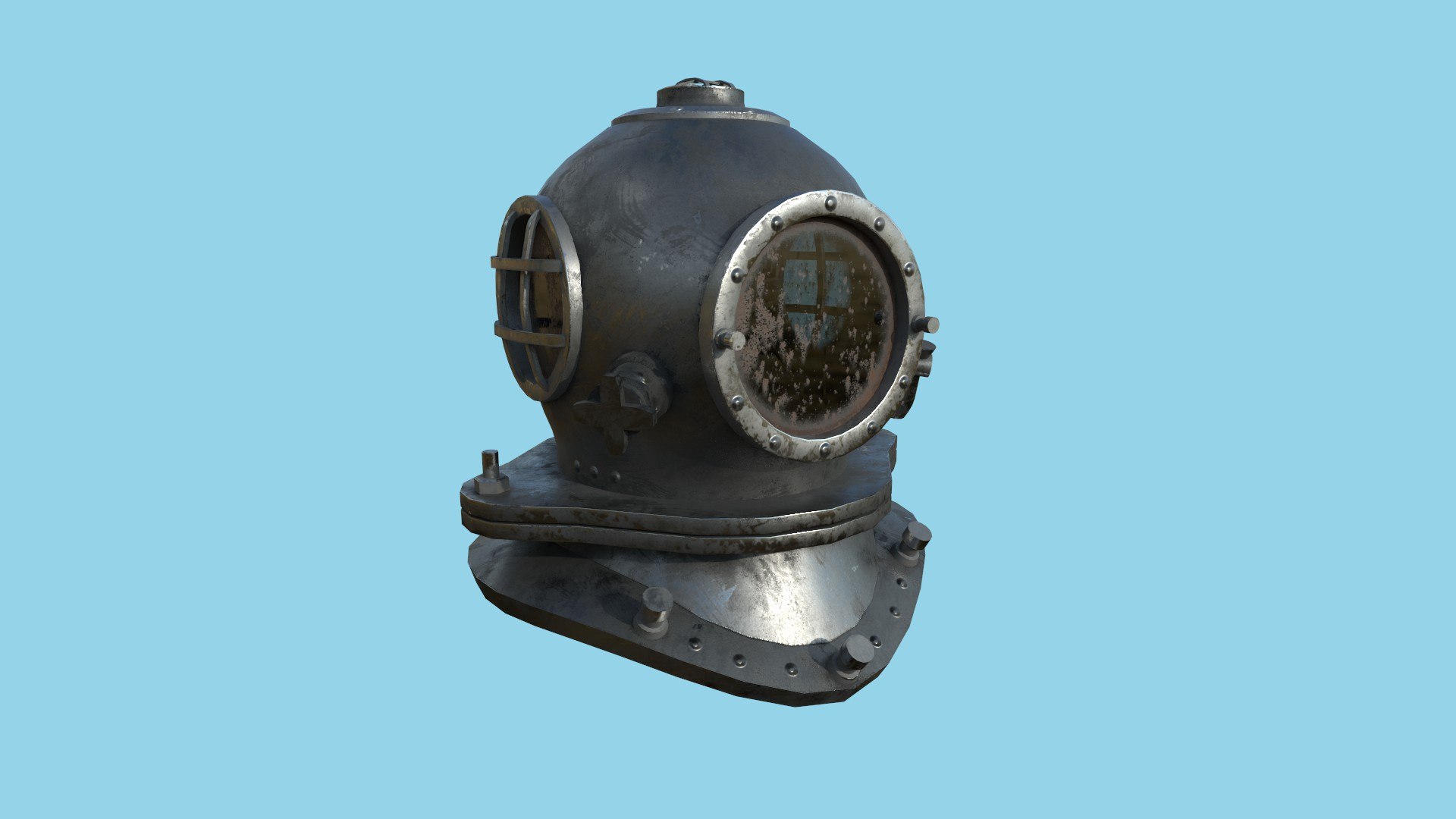 3D Diving Helmet 06 - Rust Iron - Character Design Fashion Model ...
