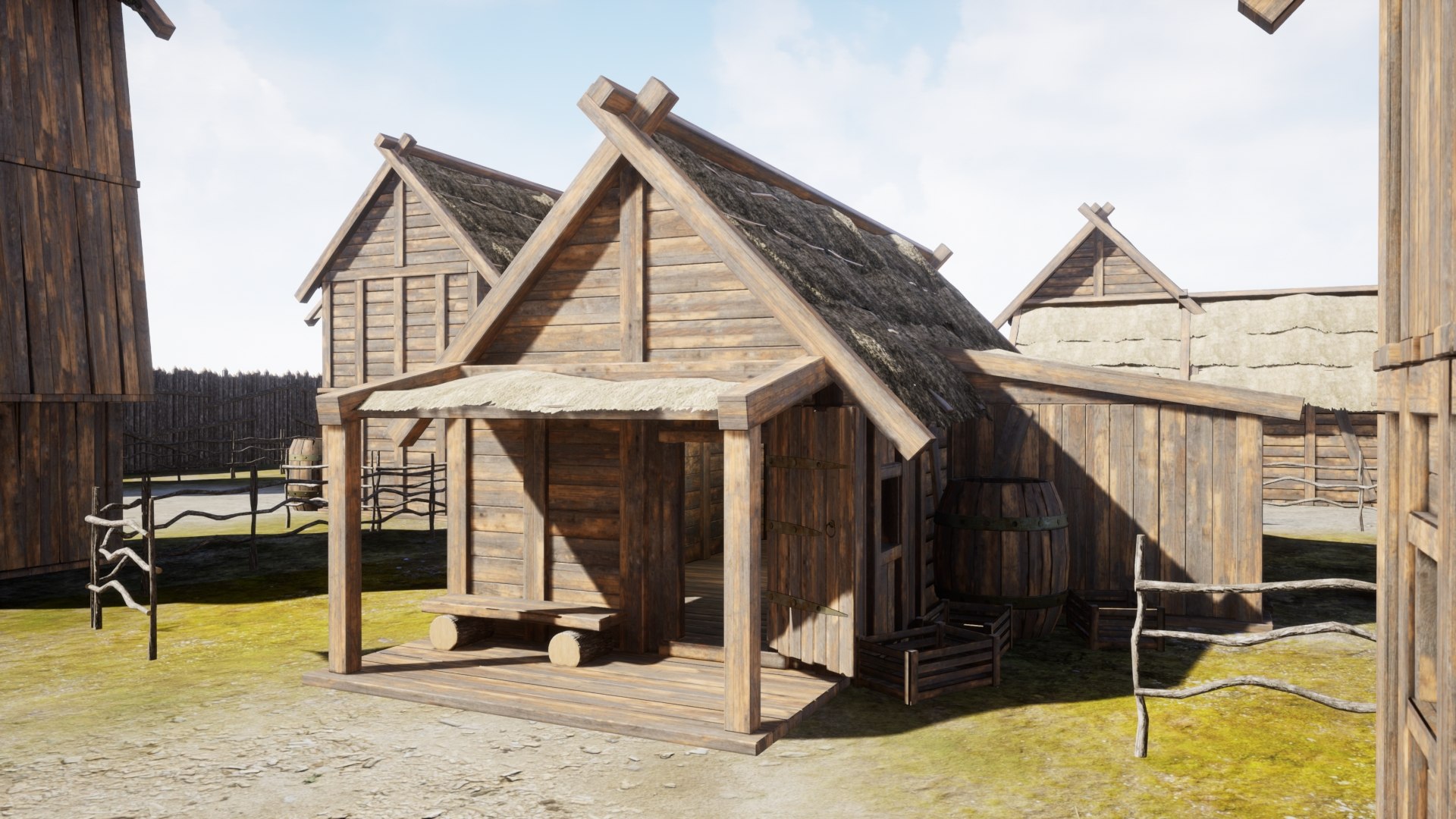 3D Model Medieval Village Wooden Houses - TurboSquid 2294018