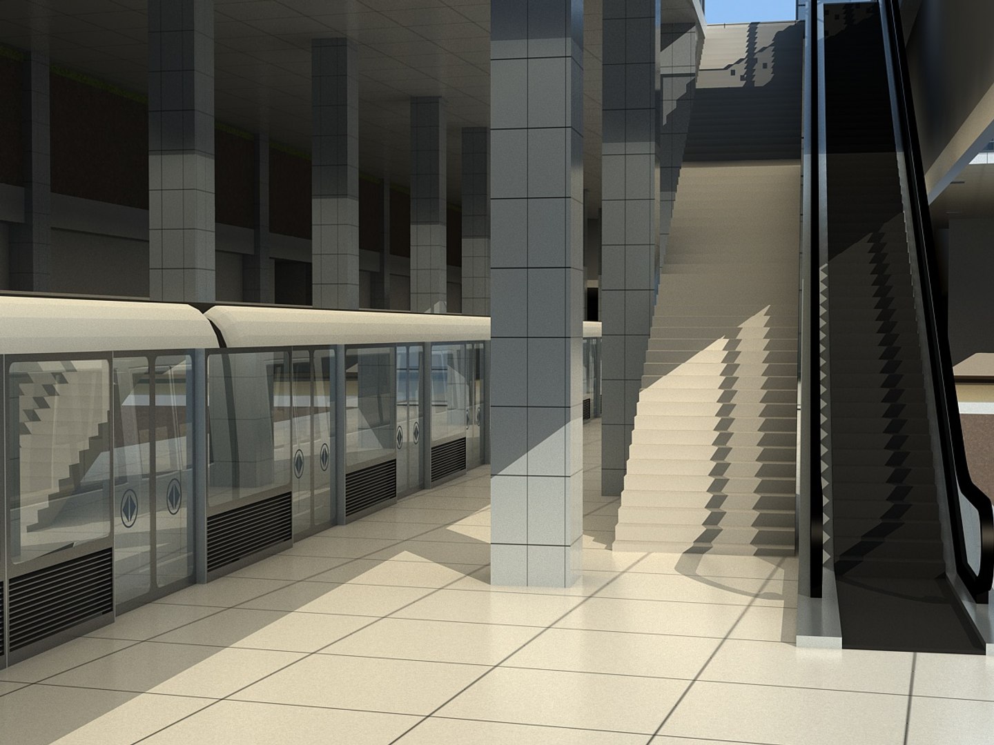 3D Section Of Subway Station 2 Model - TurboSquid 2032186