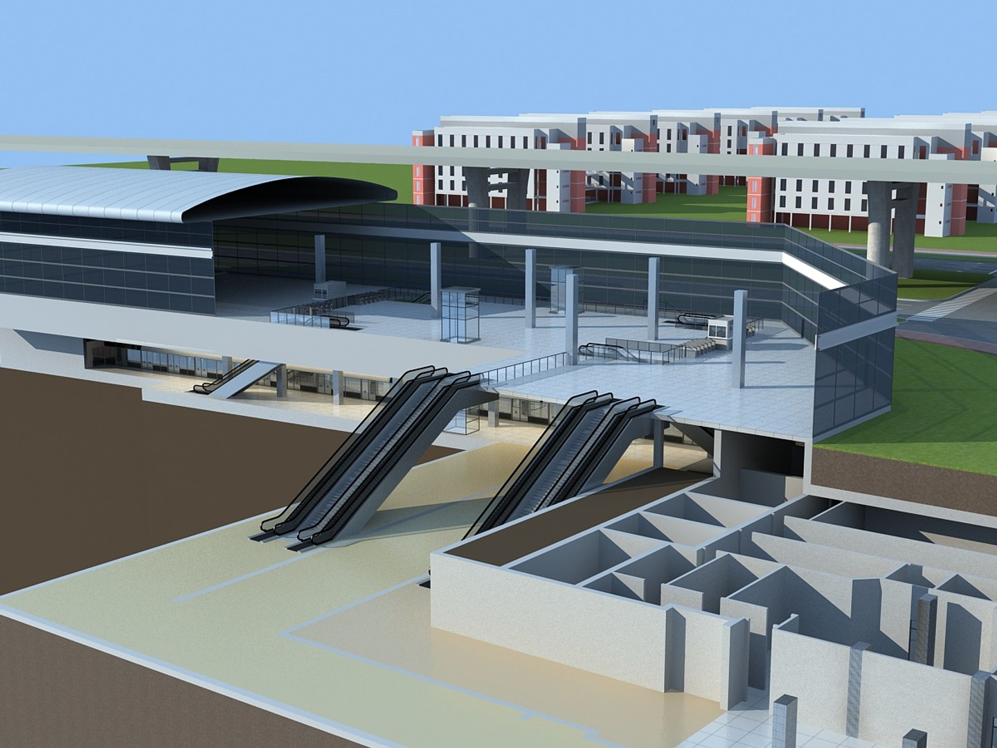 3D Section Of Subway Station 2 Model - TurboSquid 2032186