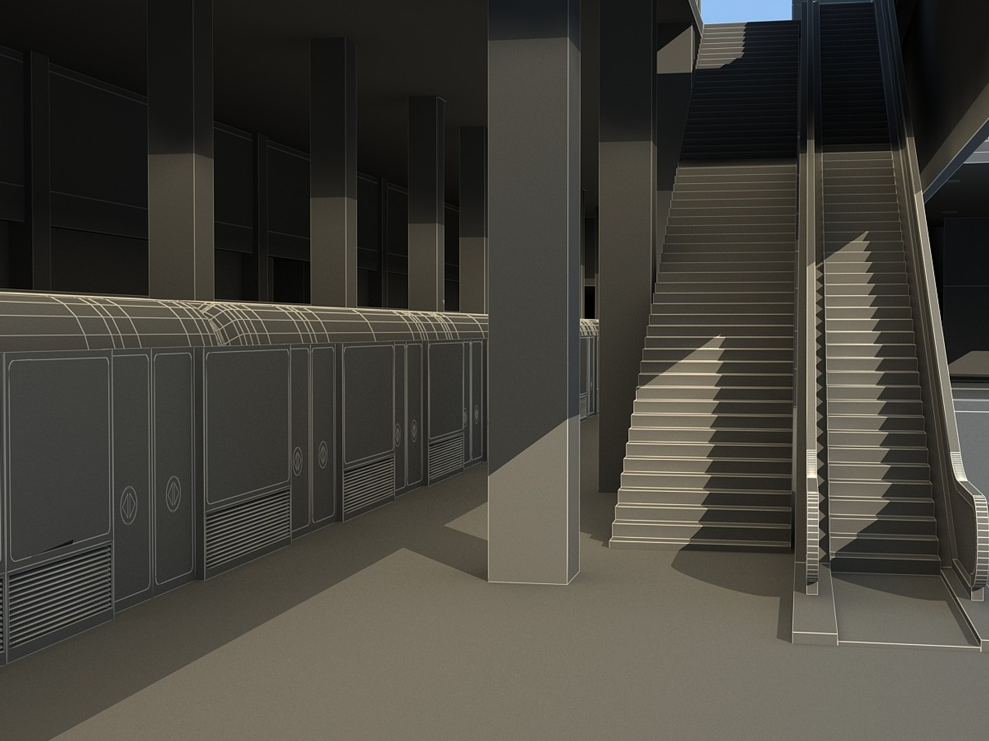 3D Section Of Subway Station 2 Model - TurboSquid 2032186