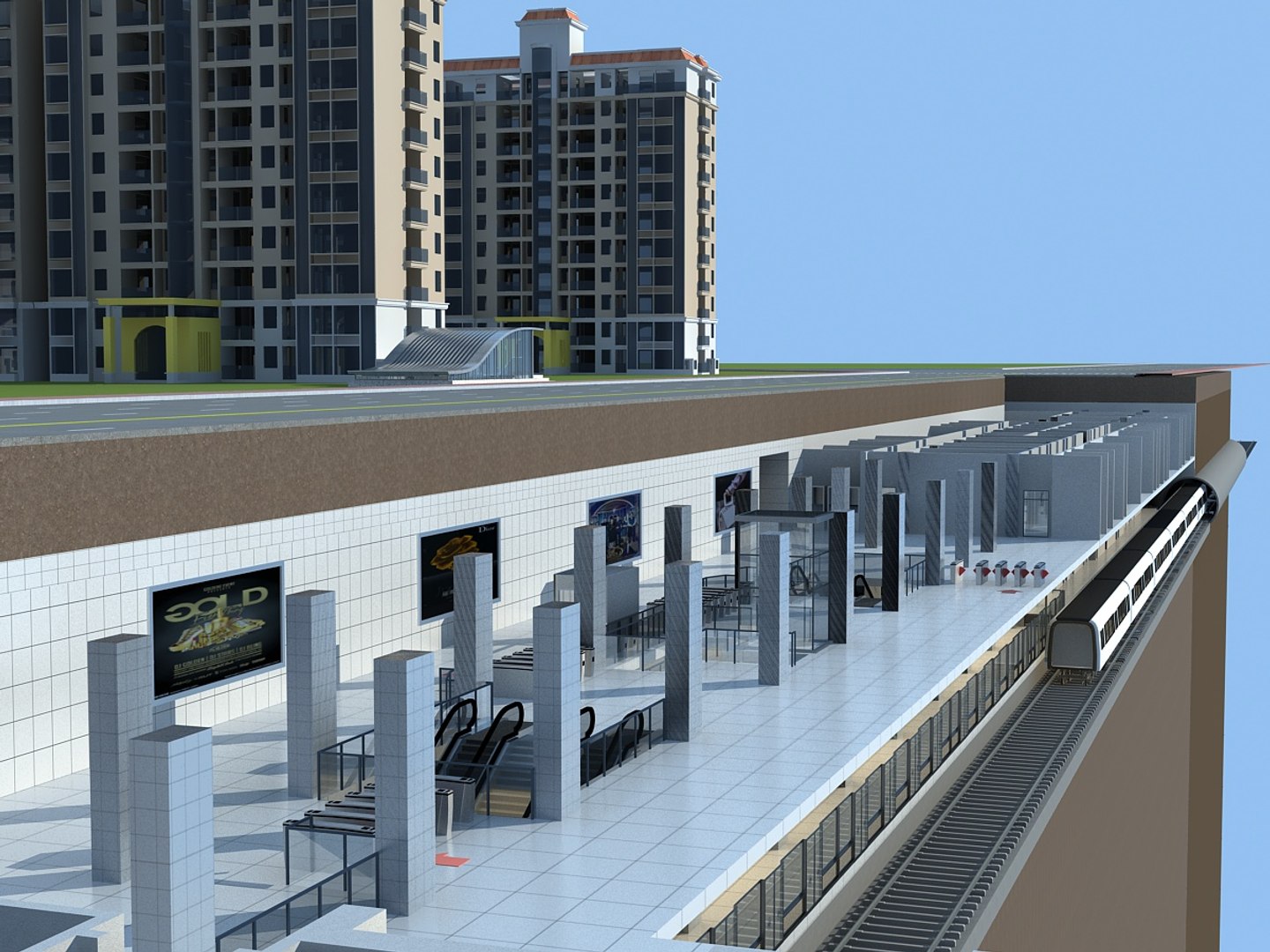 3D Section Of Subway Station 2 Model - TurboSquid 2032186