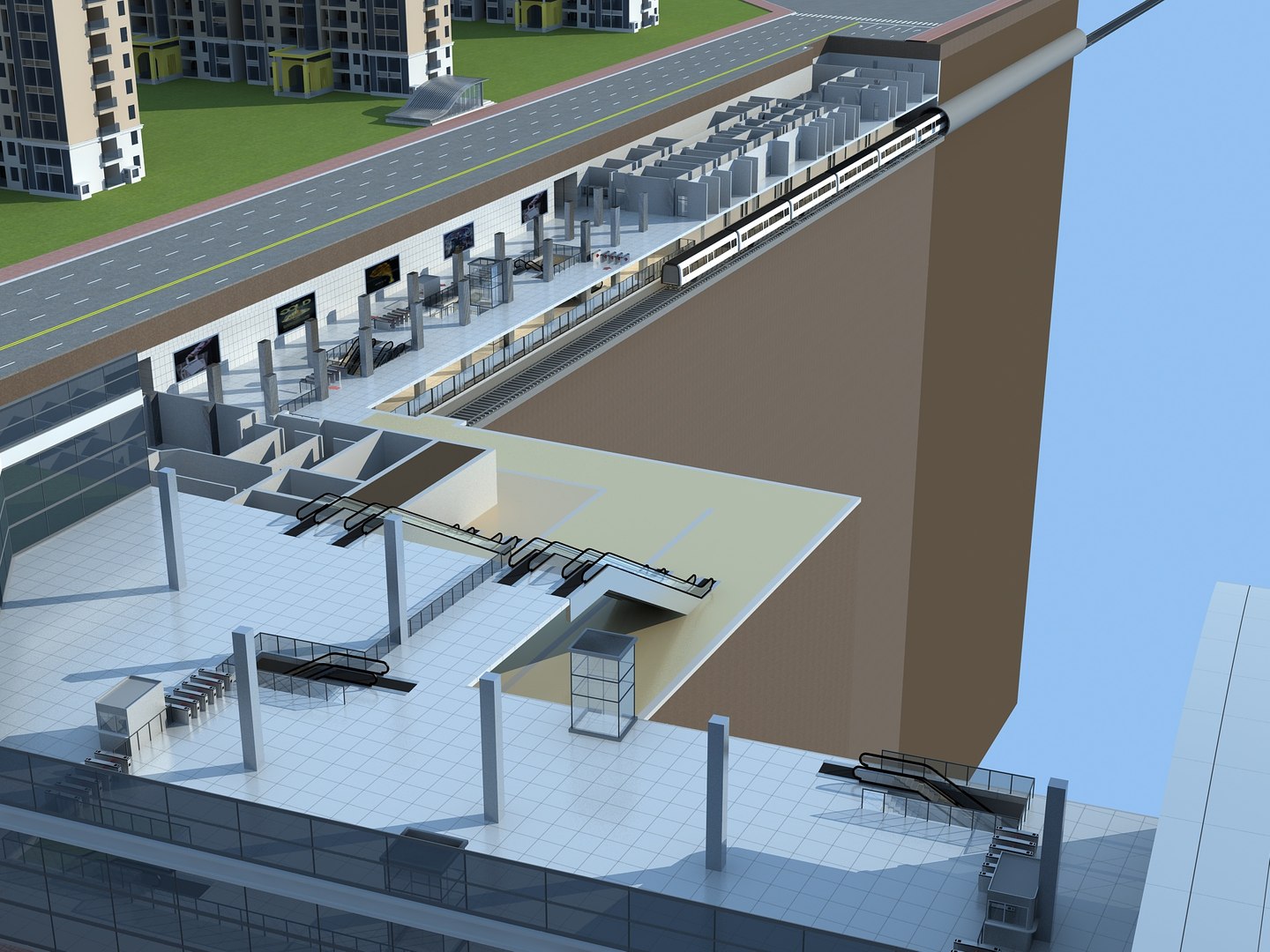 3D Section Of Subway Station 2 Model - TurboSquid 2032186