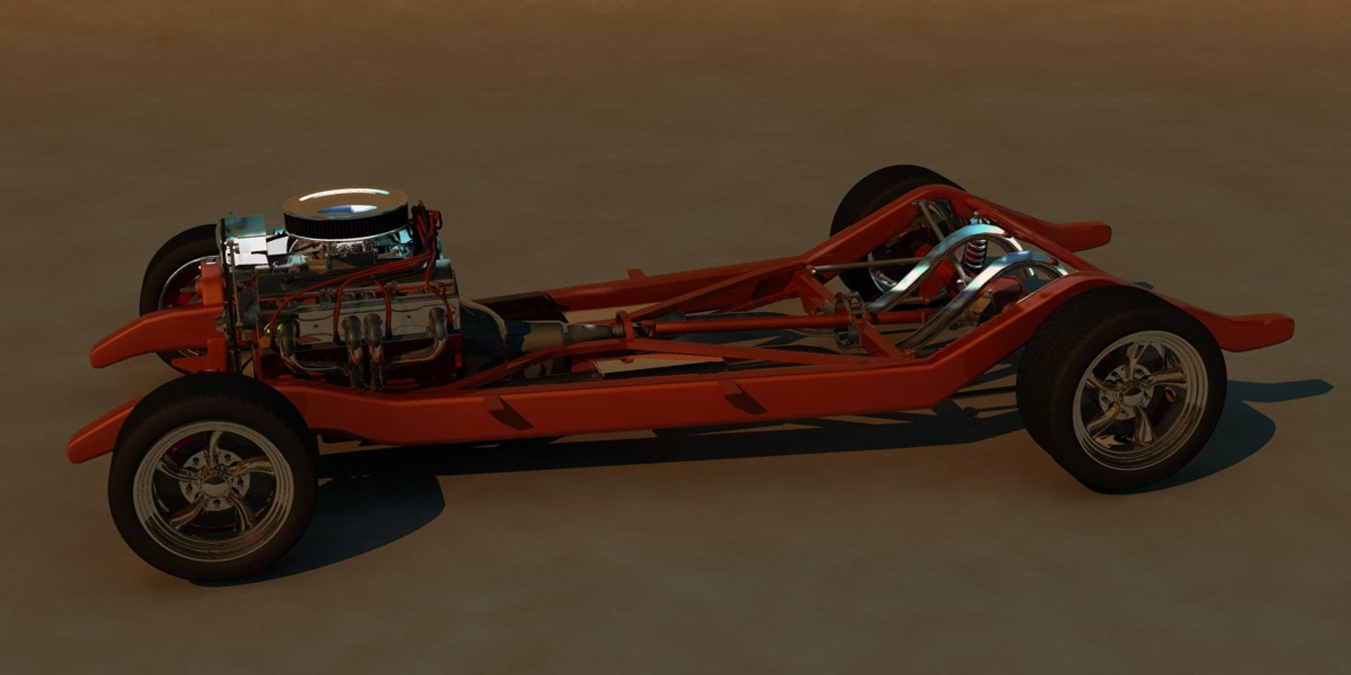 Hot Rod Chassis Car 3d Model