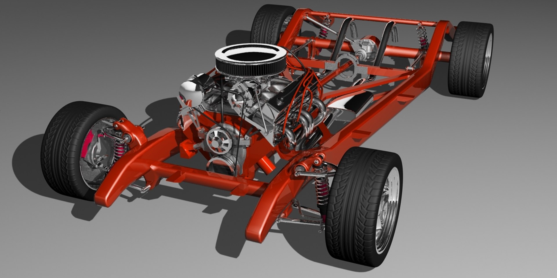 Hot Rod Chassis Car 3d Model