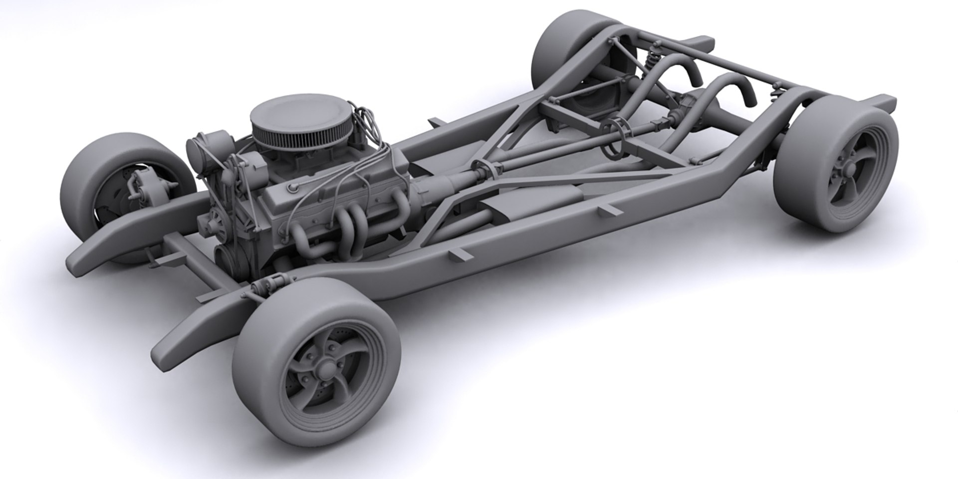 Hot Rod Chassis Car 3d Model