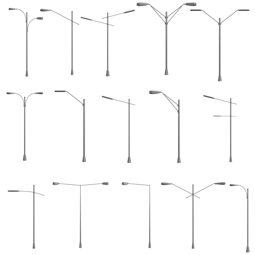 3D Set Street Light Lamps - TurboSquid 1391051