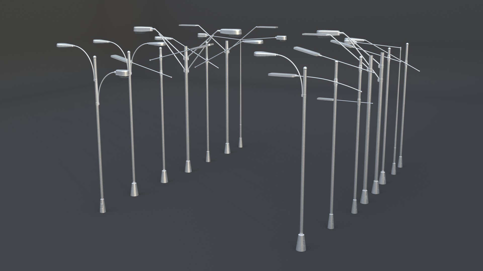 3D Set Street Light Lamps - TurboSquid 1391051