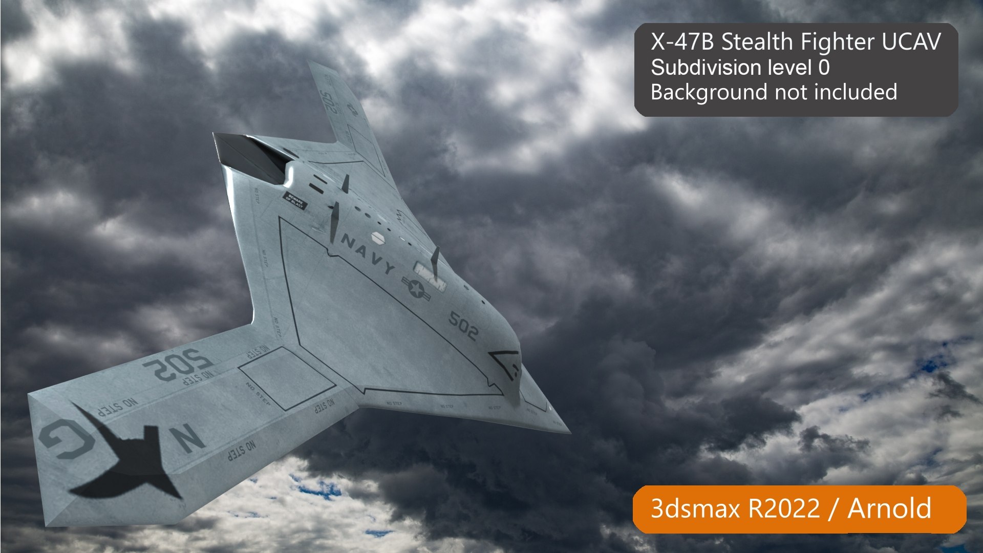 X-47B Stealth Fighter In-flight Version Model - TurboSquid 2200958