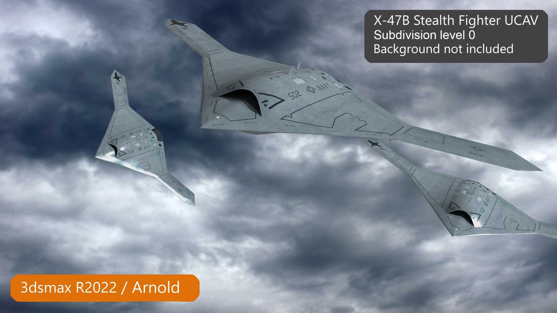 X-47B Stealth Fighter In-flight Version Model - TurboSquid 2200958