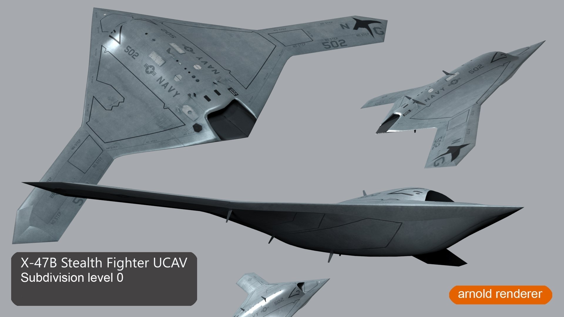 X-47B Stealth Fighter In-flight Version Model - TurboSquid 2200958