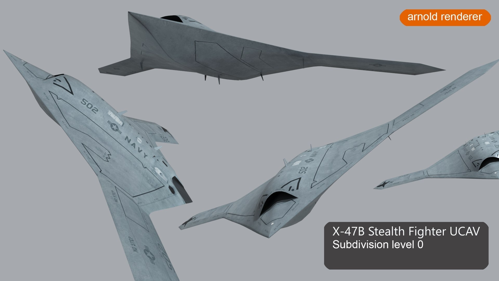 X-47B Stealth Fighter In-flight Version Model - TurboSquid 2200958