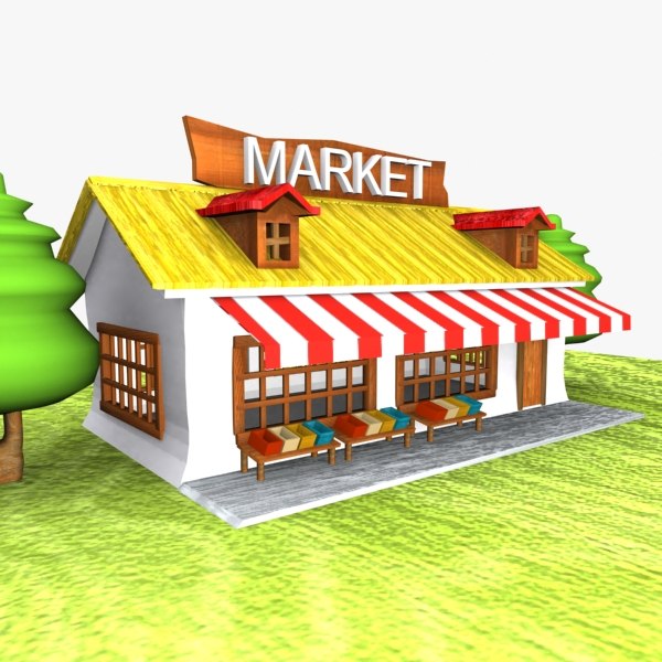 cartoon market toon 3d model