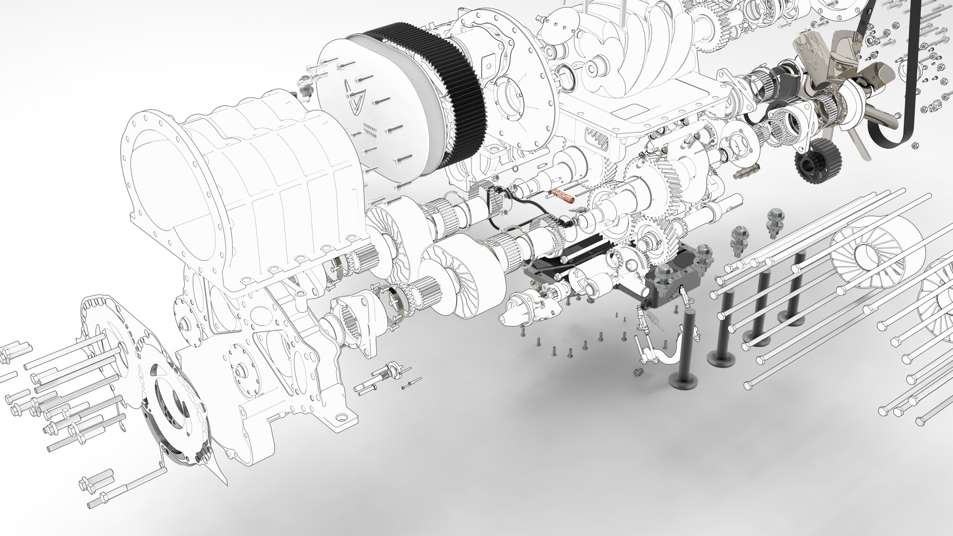 4Rotor 4L two-stroke engine 3D model - TurboSquid 1946098