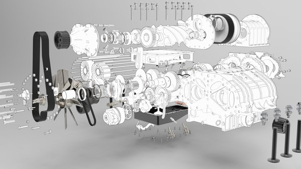 4Rotor 4L two-stroke engine 3D model - TurboSquid 1946098