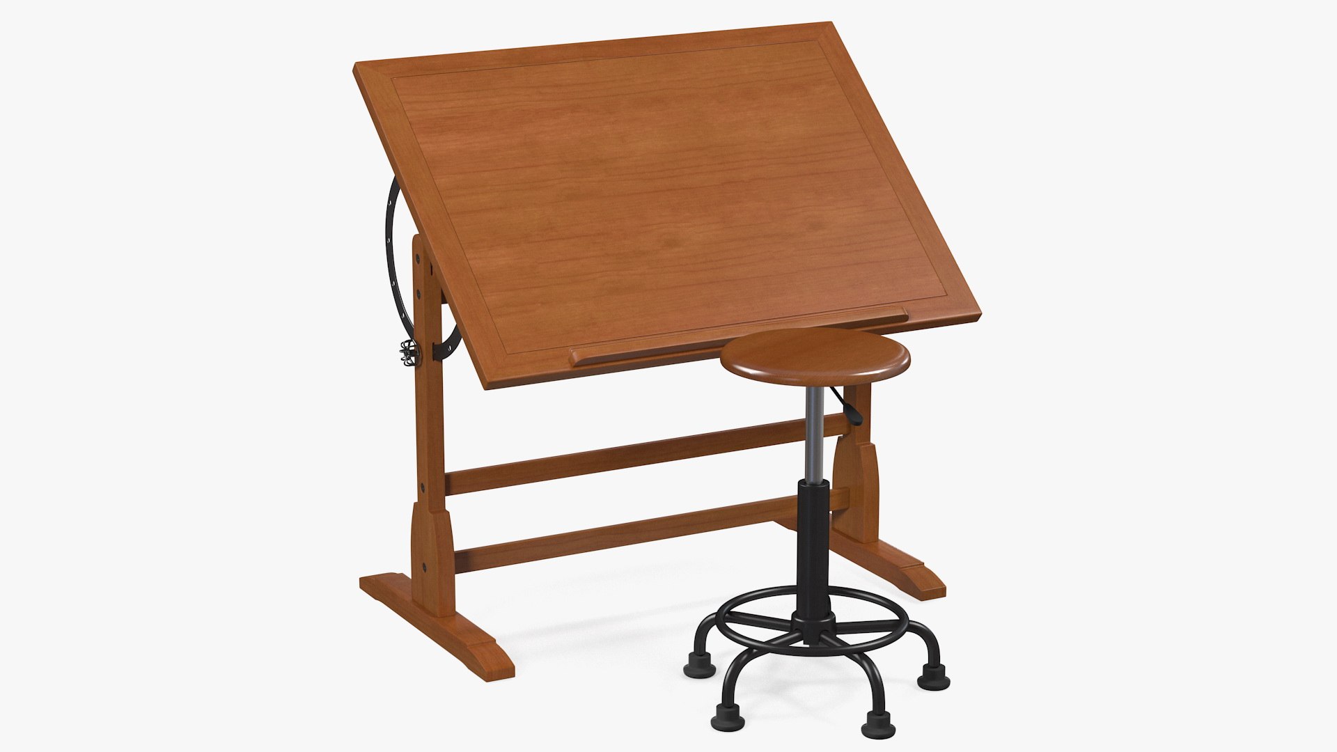 Vintage wood drafting table 3D - TurboSquid 1624504