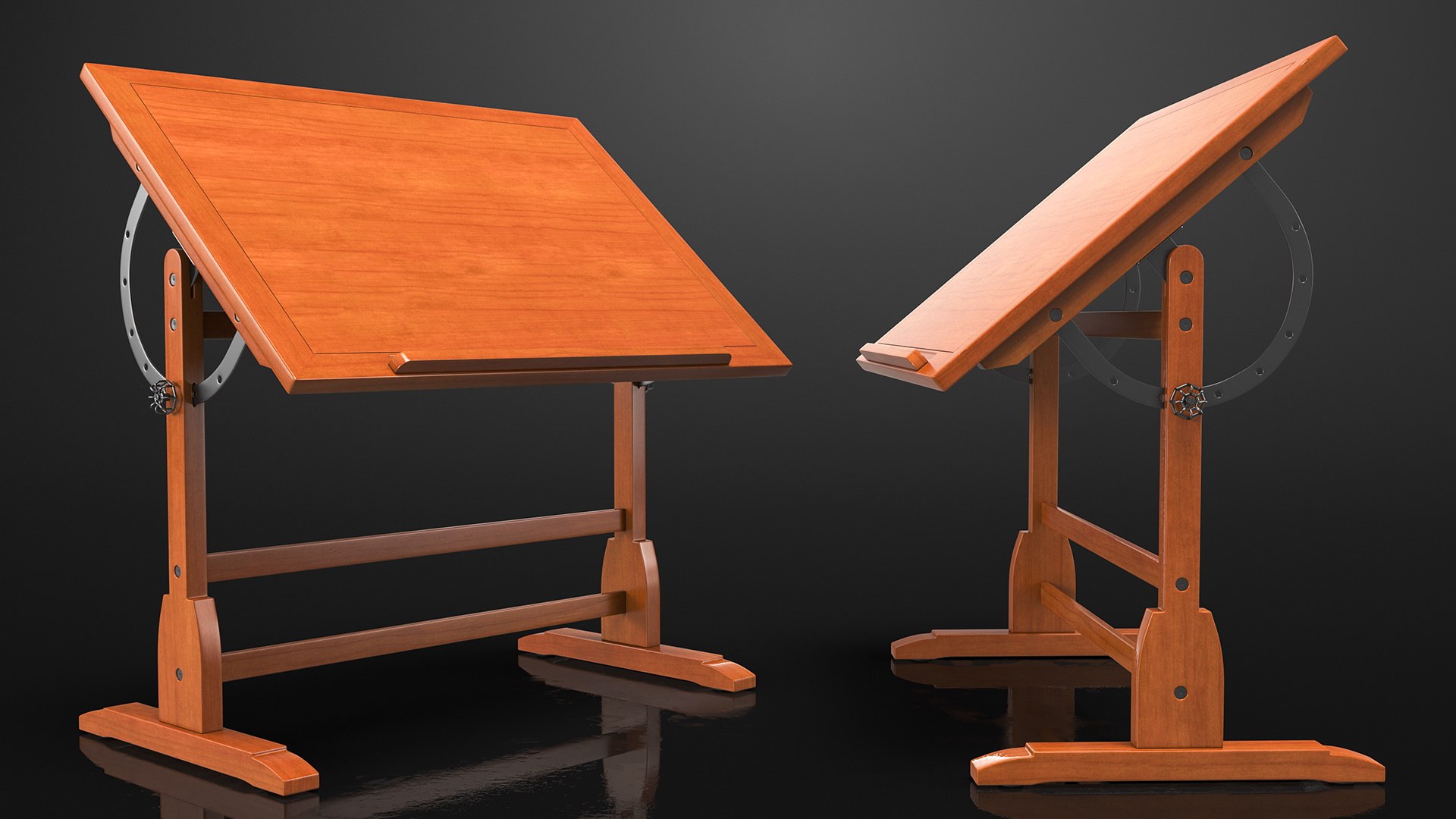 Vintage wood drafting table 3D - TurboSquid 1624504