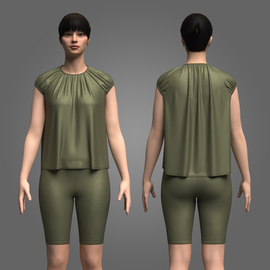 Female Volume Blouse And Legging 3D Model - TurboSquid 2410385