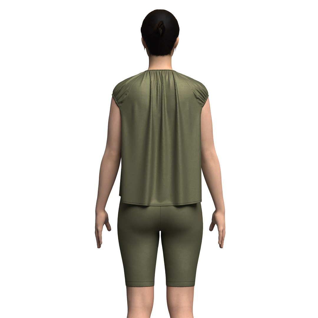 Female Volume Blouse And Legging 3D Model - TurboSquid 2410385