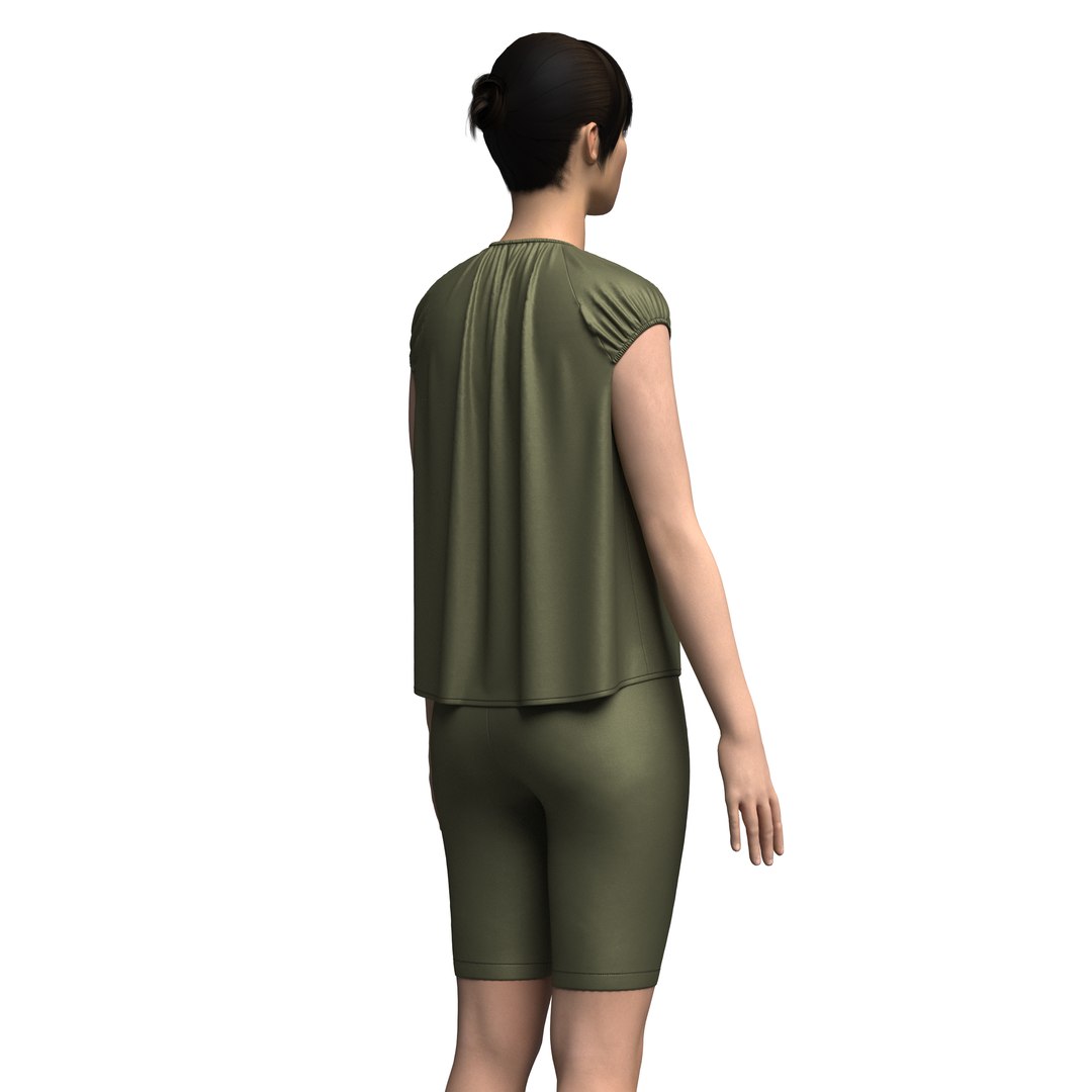 Female Volume Blouse And Legging 3D Model - TurboSquid 2410385